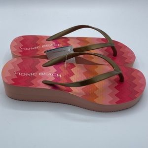 Vionic | Shoes | New Vionic Noosa Beach Flipflop Pink Chevron | Poshmark